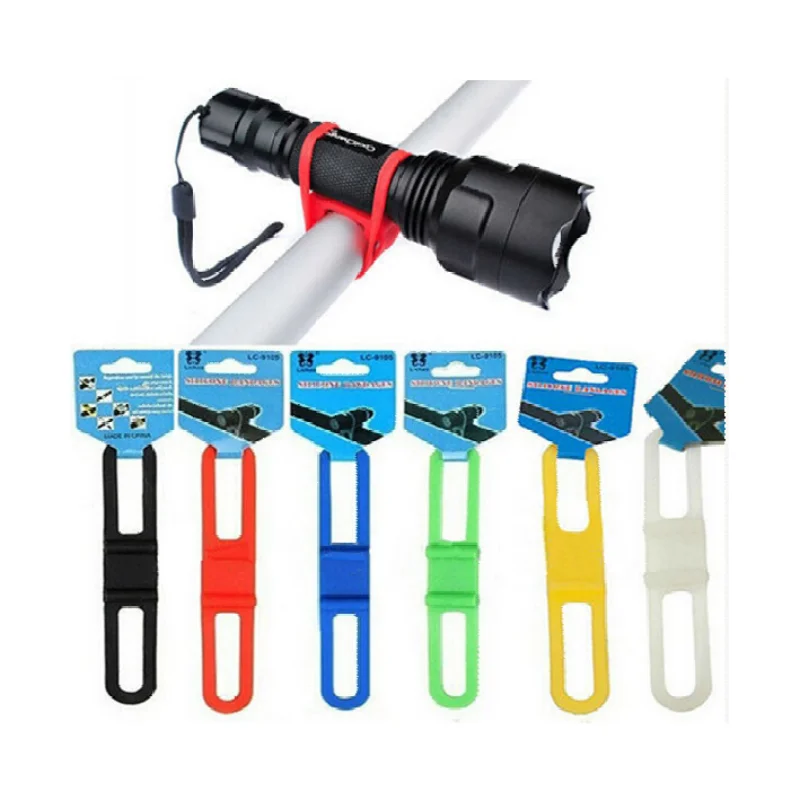 Bike Front Light Silicone Strap Holder Bicycle Flashlight Phone Fixing ...