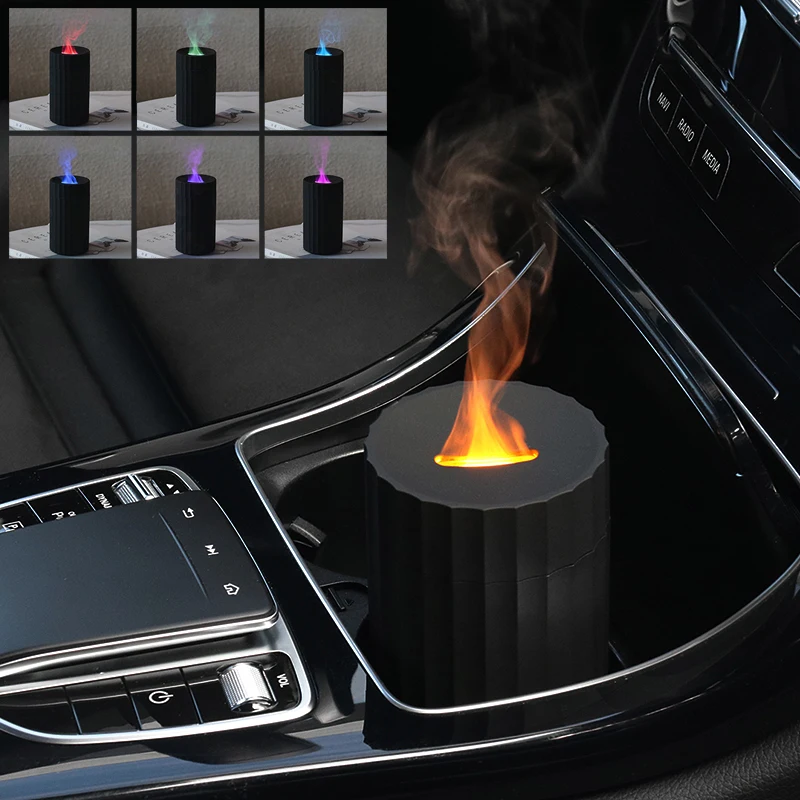 Car Diffuser Humidifier Auto Air Purifier Air Freshener with Flame LED ...