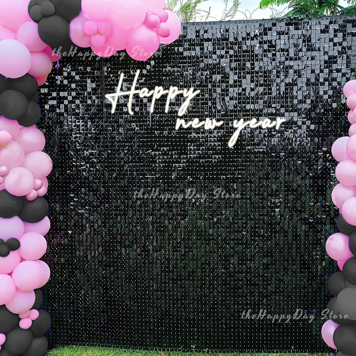 24-6Pcs Black Sequin Panels Backdrop Shimmer Wall Backdrop Panels Shiny ...