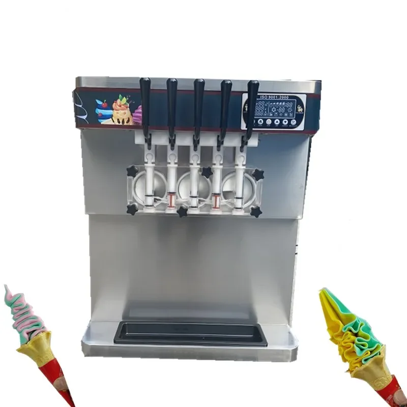 5-Flavors-Soft-Ice-Cream-Maker-Automatic-Table-Top-Ice-Cream-Making ...