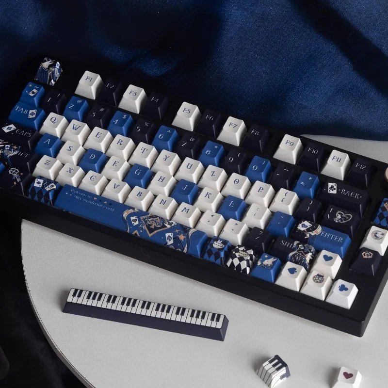 Alice Retro Keycaps Cherry Profile Game Key Caps Red and Blue Piano ...