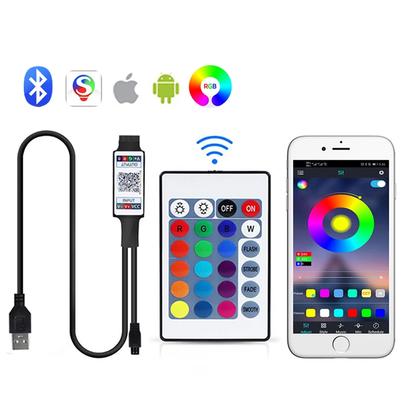 Rgb-Controler-5v-Usb-24Key-Bluetooth-Smart-Control-DuoCo-Strip-Rgb-Led ...