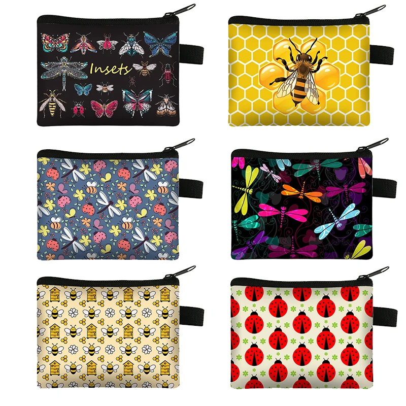 Dragonfly Butterfly Ladybug Honey bee Print Coin Purse Women Insects ...