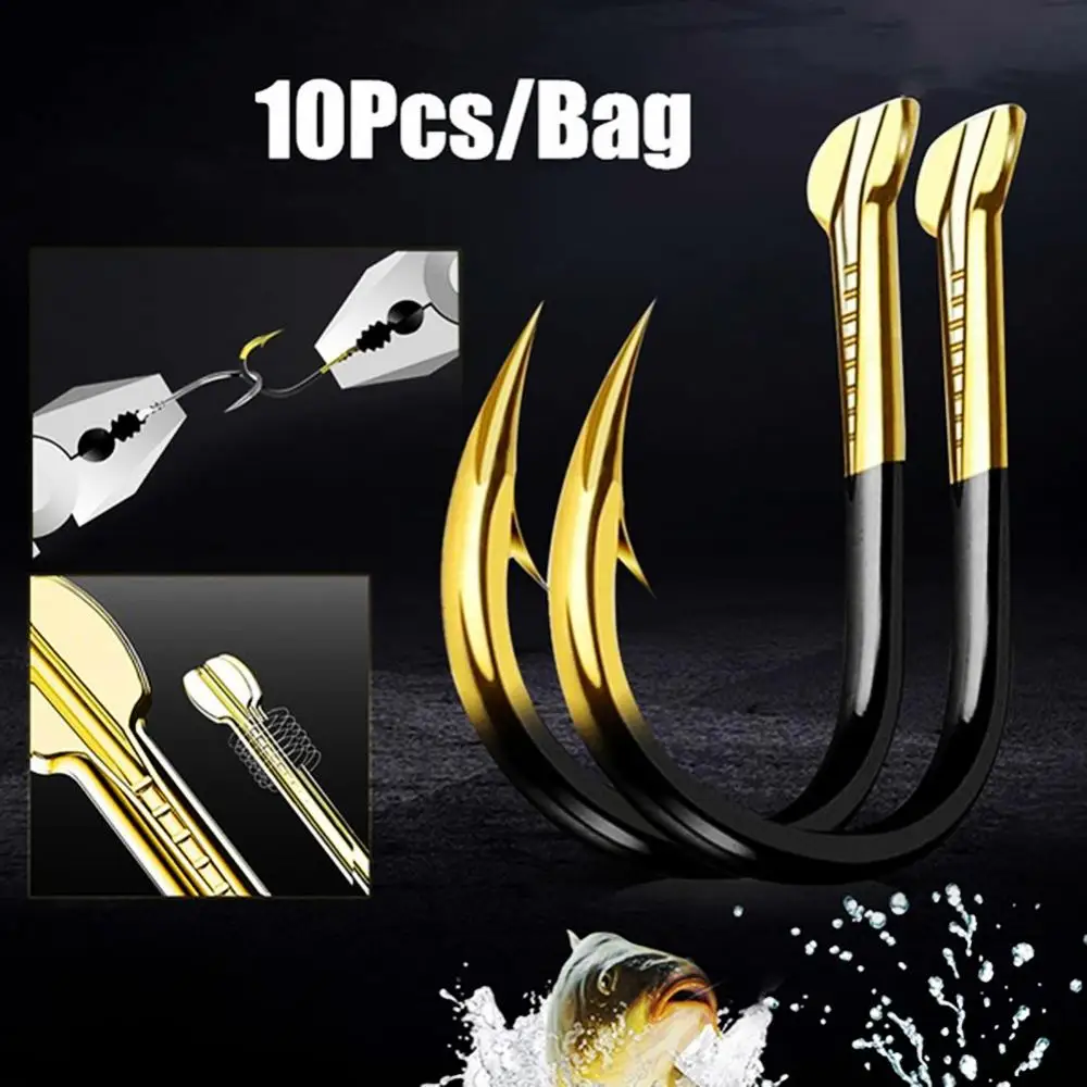 10Pcs-Iron-Barbed-Outdoor-Fishing-Hooks-Bait-Holder-Fish-Jig-Hook ...