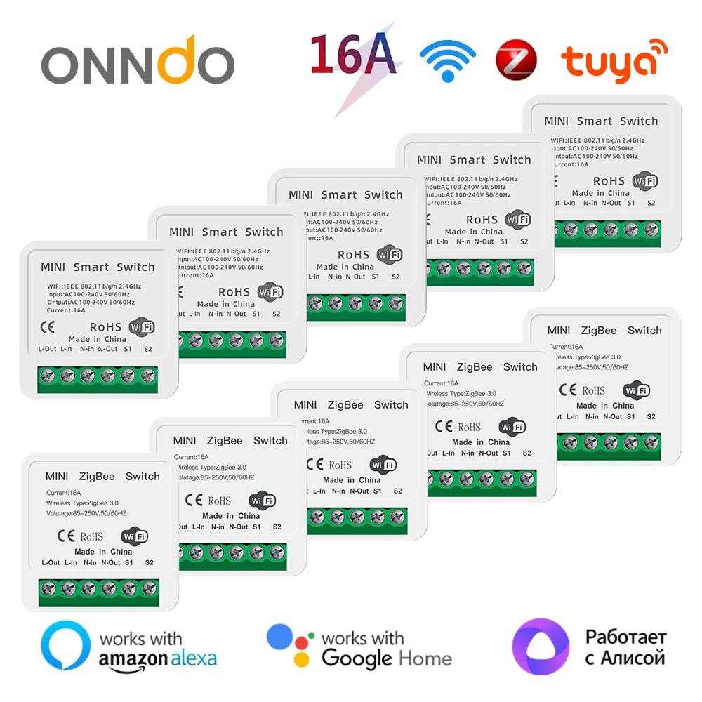 Onndo Tuya Wifi/zigbee Mini Diy Switch 2 Way Control Smart Home ...