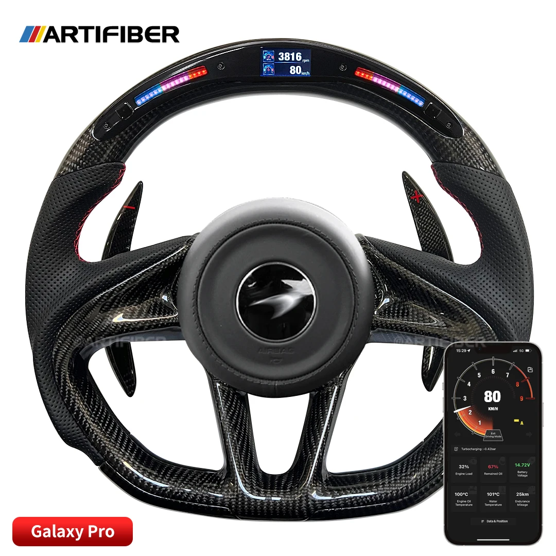 Volante-LED-de-fibra-de-carbono-100-Real-para-McLaren-570S-625C-650S ...