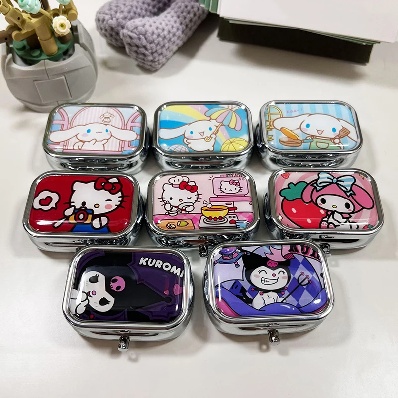 Cartoon-Hellos-Kittys-Divided-Metal-Small-Medicine-Box-Portable-Packing ...