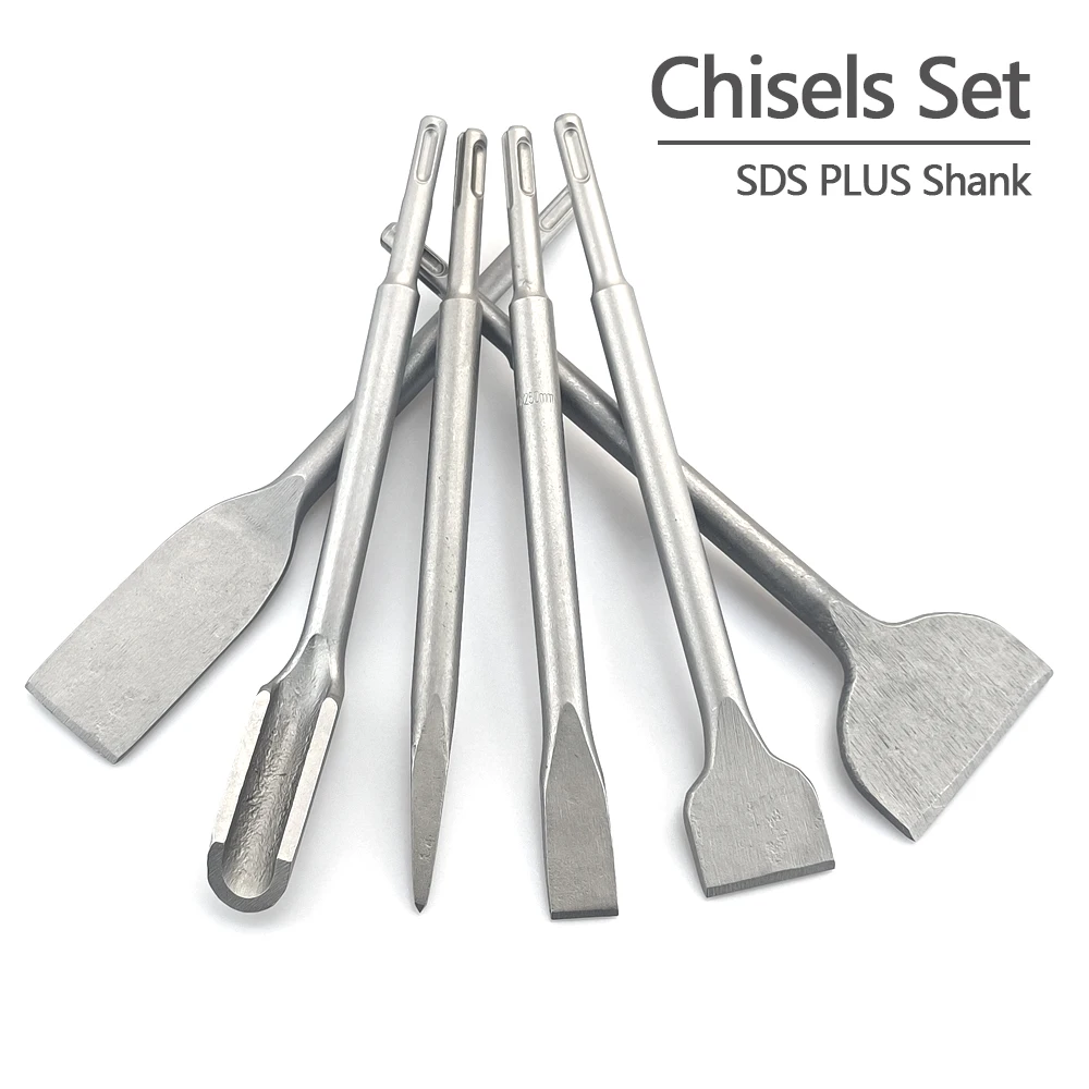 250mm-Chisel-Set-SDS-Plus-Shank-Martelo-El-trico-Broca-Ponto-Groove ...