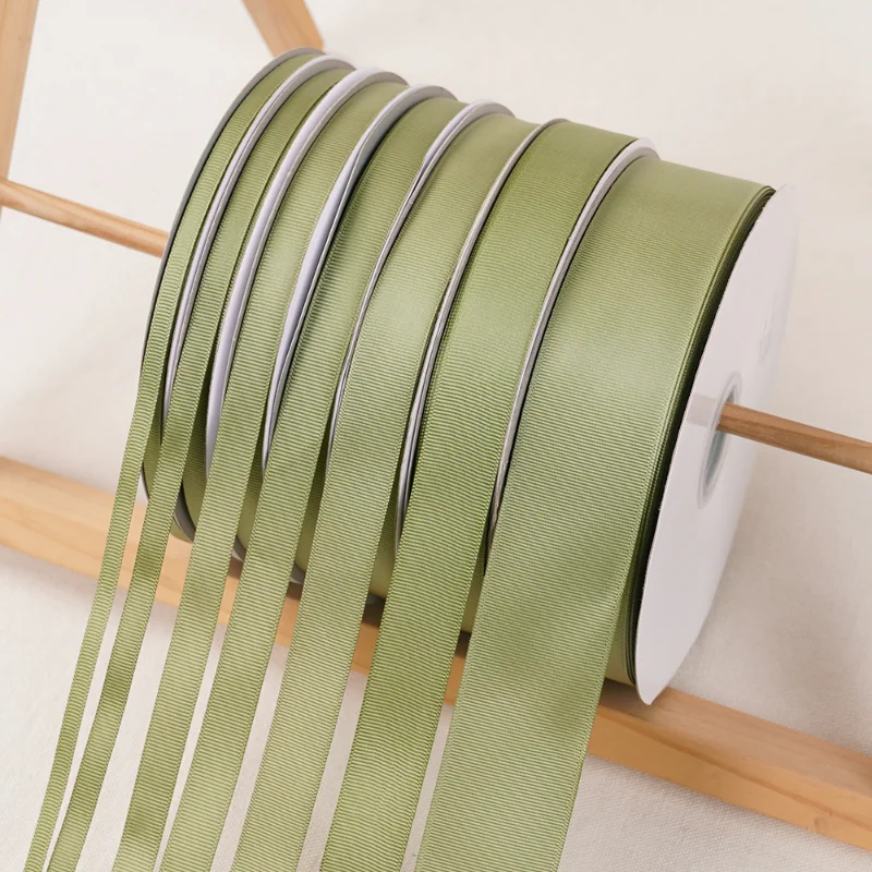 High quality 91meter Gray Green Ribbed Ribbon Handmade Bow Baked Pastry ...