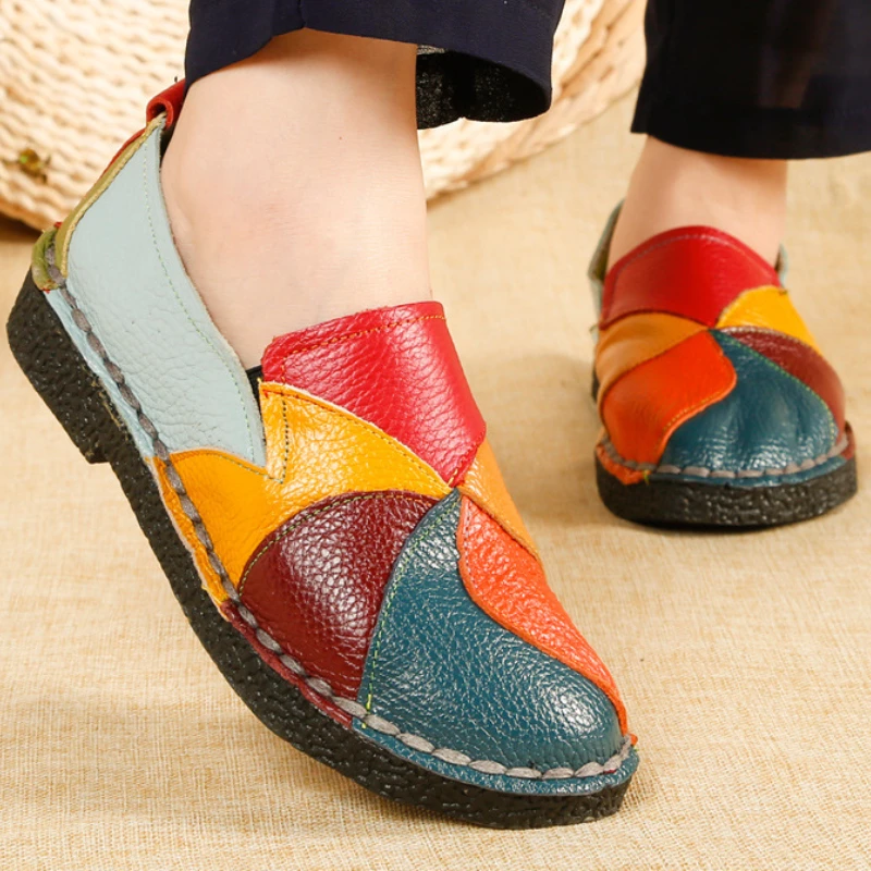 Women-s-Mixed-Colors-Loafers-Autumn-Ethnic-Style-Large-Size-Vulcanized ...