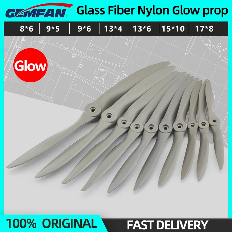 GEMFAN Glass Fiber Nylon Glow Propellers 8X6/9X5/9X6/13X4/15X10/17X8 ...