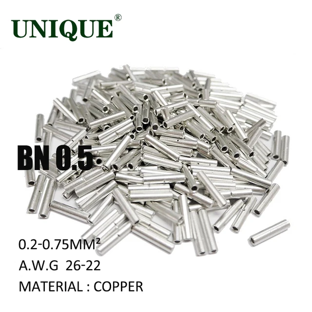 1K Butt Wire Connector AWG 26-10 Copper Tinned Splice Crimp Terminal ...