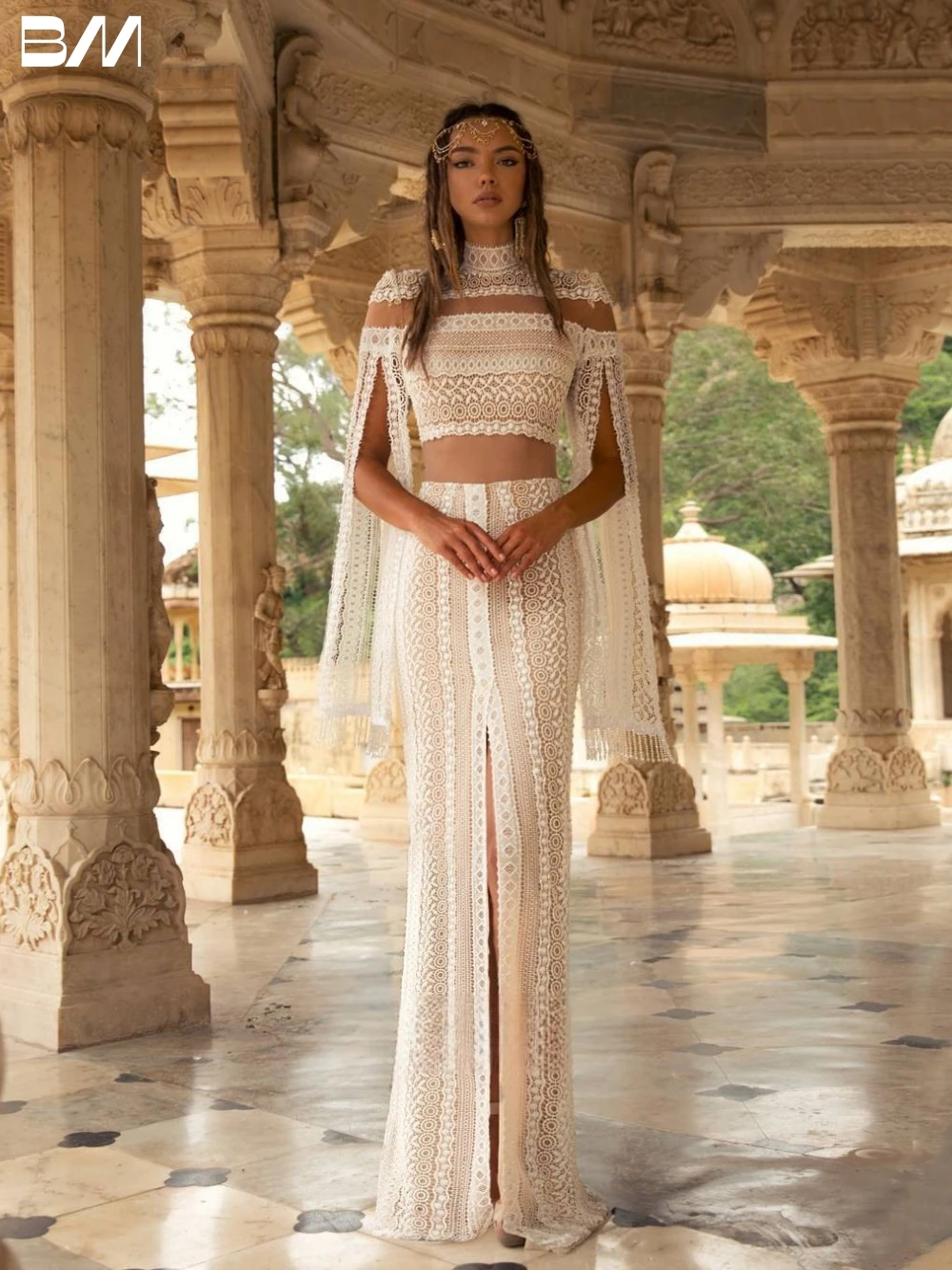 Vestido-De-Novia-De-cuello-alto-bohemio-traje-De-Novia-recto-De-dos ...