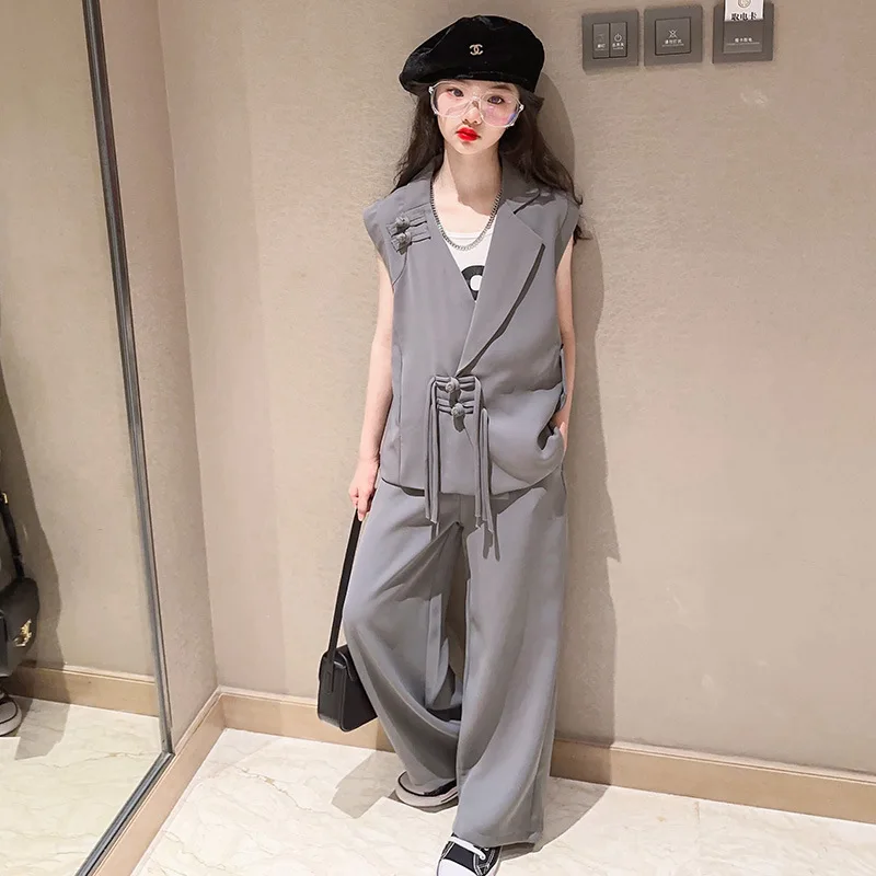 Girls-Outfits-Set-Summer-2023-New-Fashion-Waistcoat-Trousers-Two-Pieces ...
