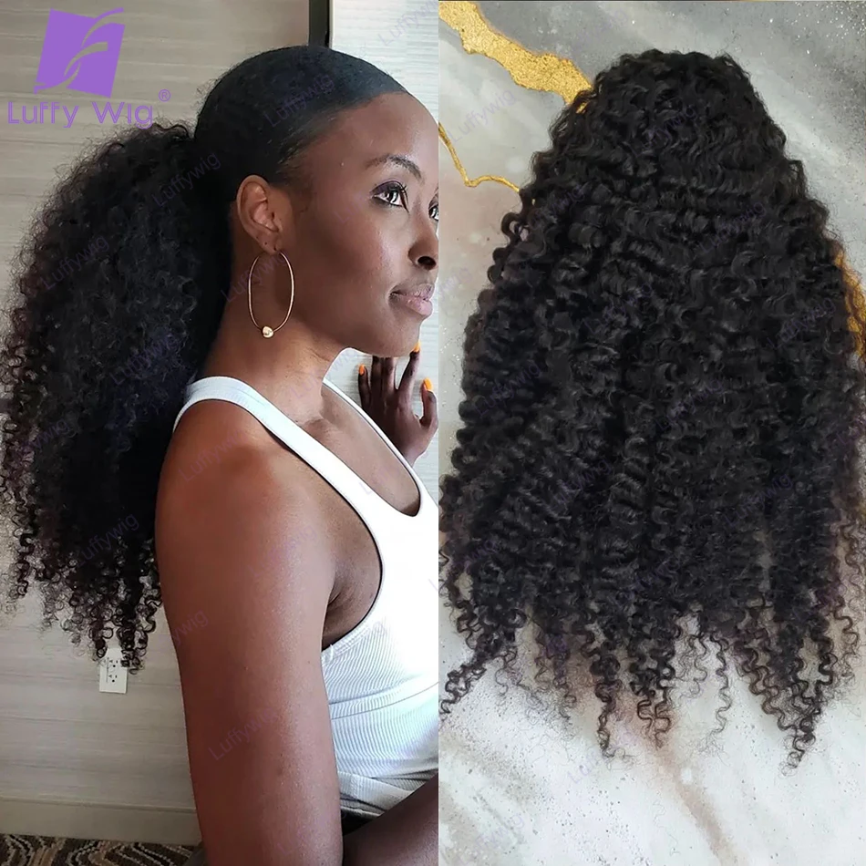Coletas-de-cabello-humano-Afro-rizado-para-mujeres-negras-coletas-con ...