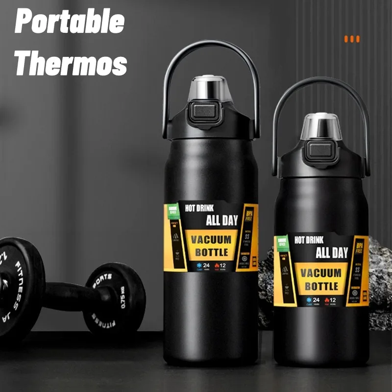 Termo-port-til-de-acero-inoxidable-con-pajita-botella-de-caf-taza-de ...