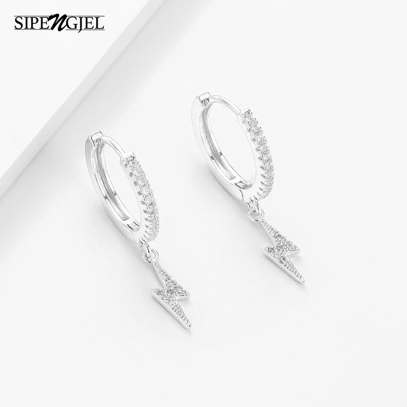 SIPENGJEL Fashion Cubic Zircon Simple Lightning Drop Earrings For Women ...