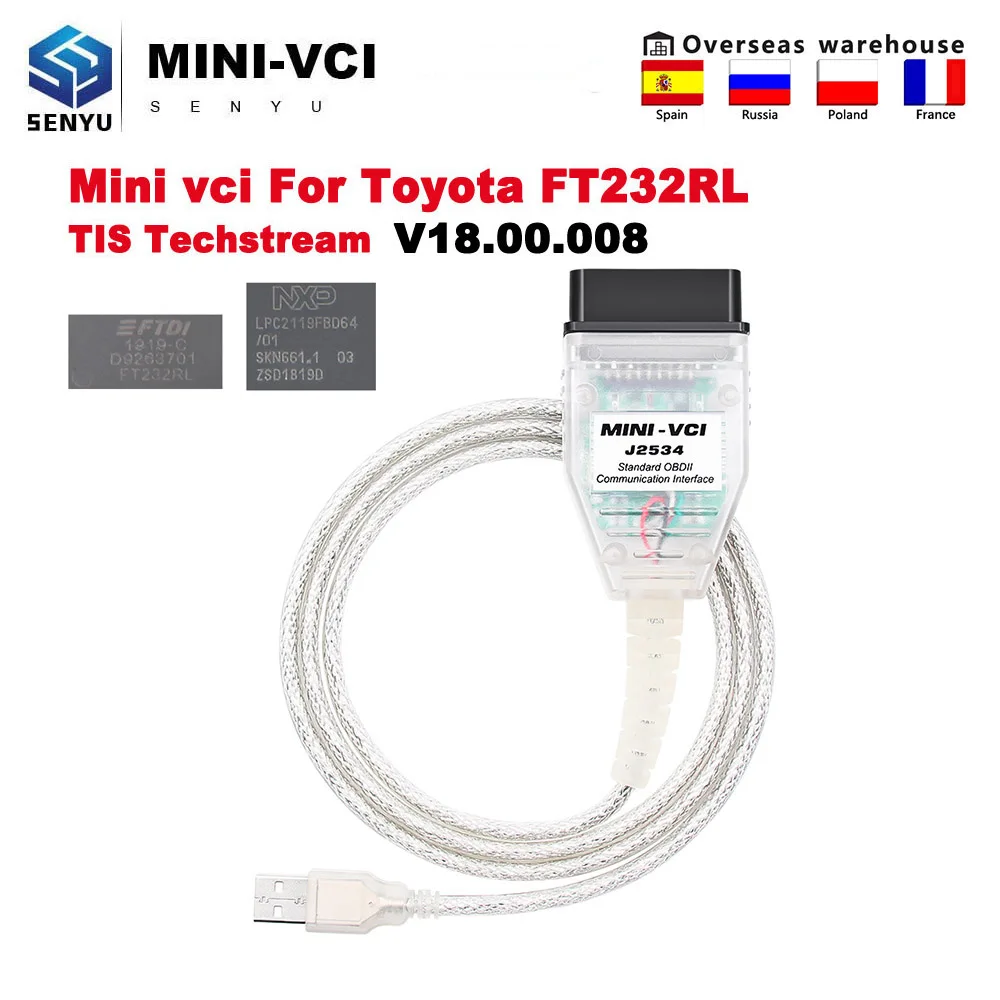 mini vci V18.00.008 TIS Techstream For Toyota minivci FTDI For J2534 Auto Scanner Tool OBD 2 ...