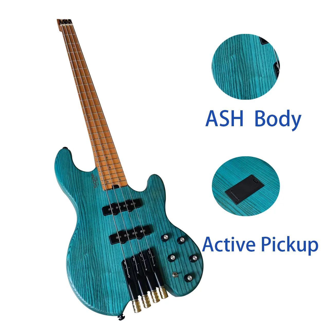 Custom-4-string-Headless-Guitar-Bass-with-Active-Pickup-ASH-Body ...