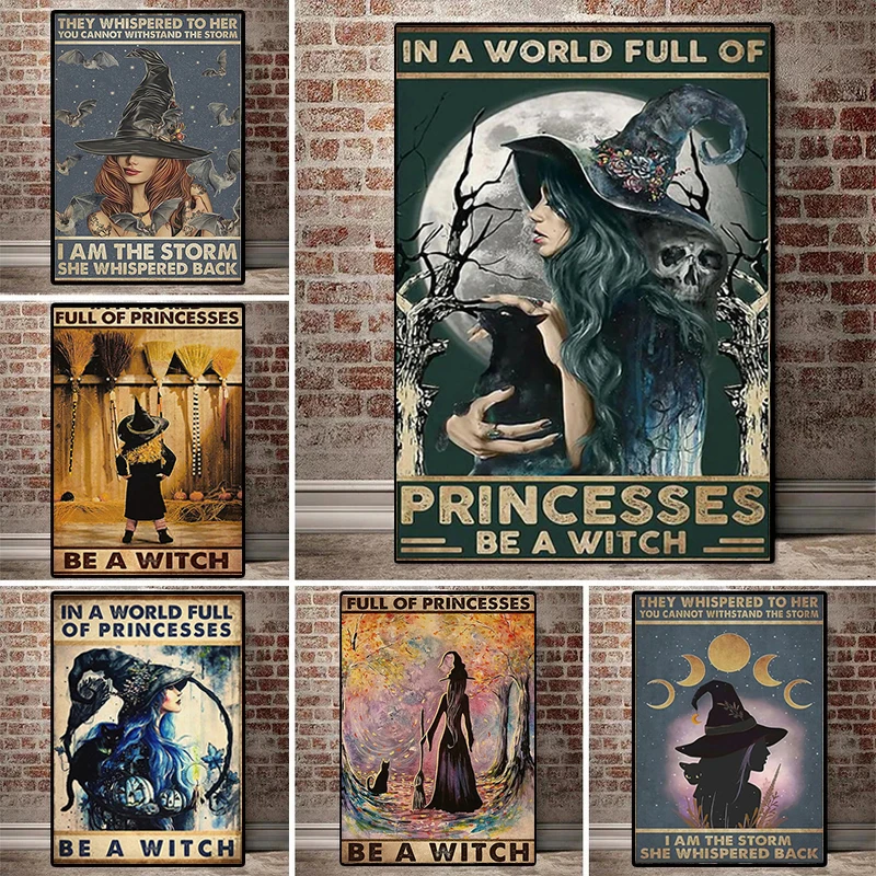 Be-A-Witch-Series-Vintage-Halloween-Canvas-Painting-Poster-Aesthetic ...