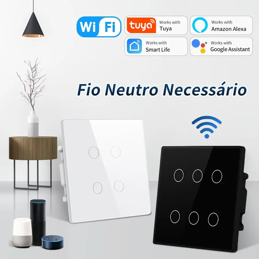Brazil Tuya WiFi Smart Light Switch 6 Gang Touch Wall Switches 110V ...