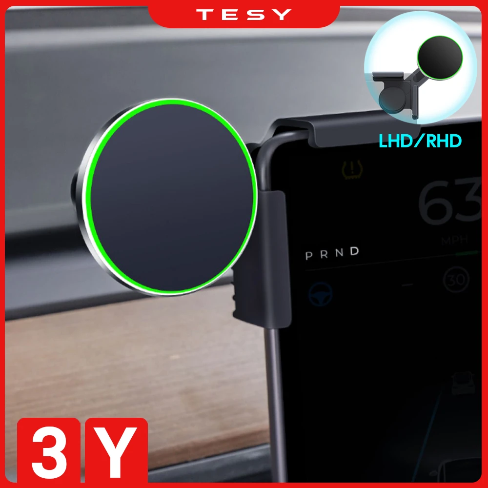 Car-Phone-Mount-Holder-15W-Magnetic-Magsafe-Wireless-Charger-for-Tesla ...