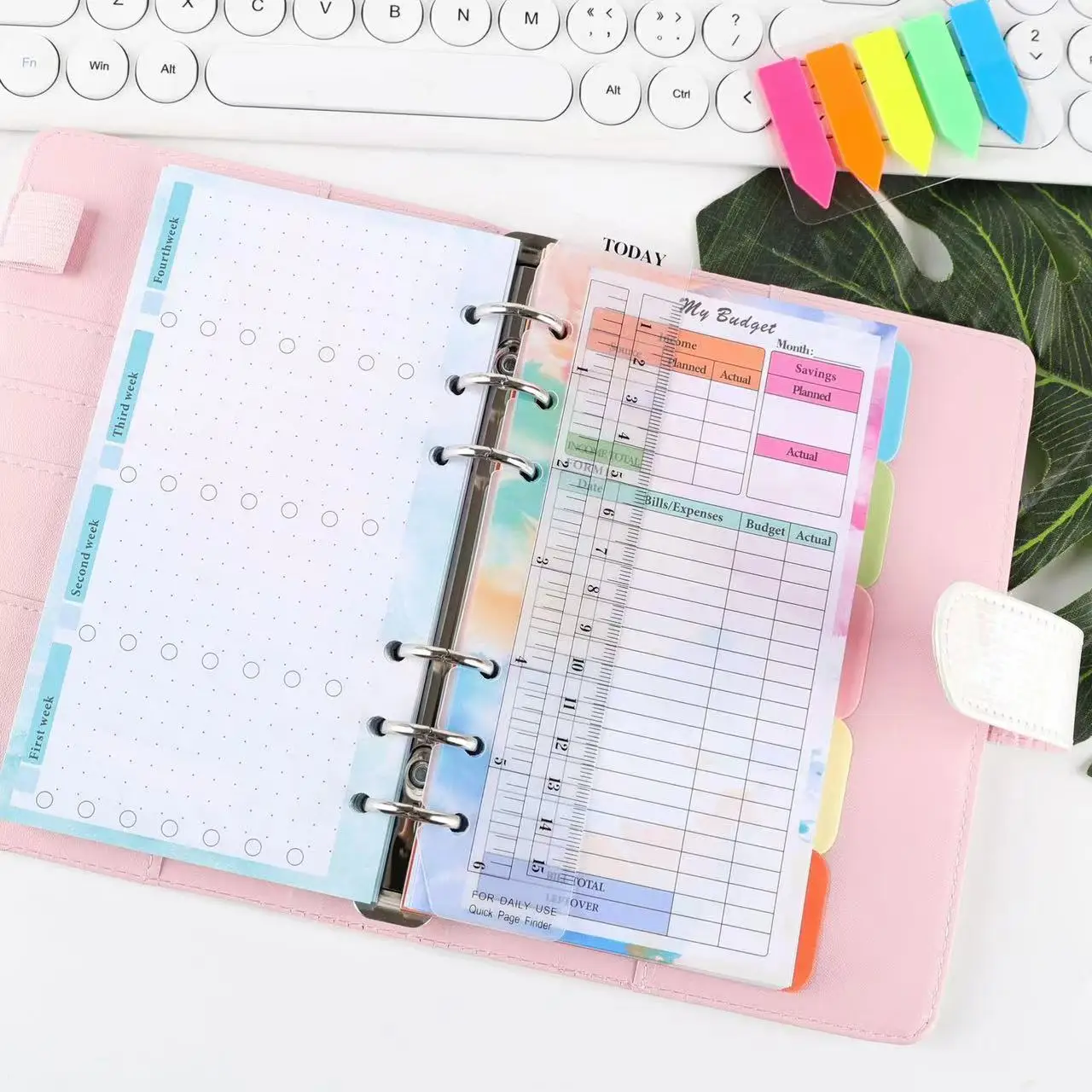 A6-Colour-Budget-Page-Loose-Leaf-Notebook-Refill-Spiral-Binder-Inner ...