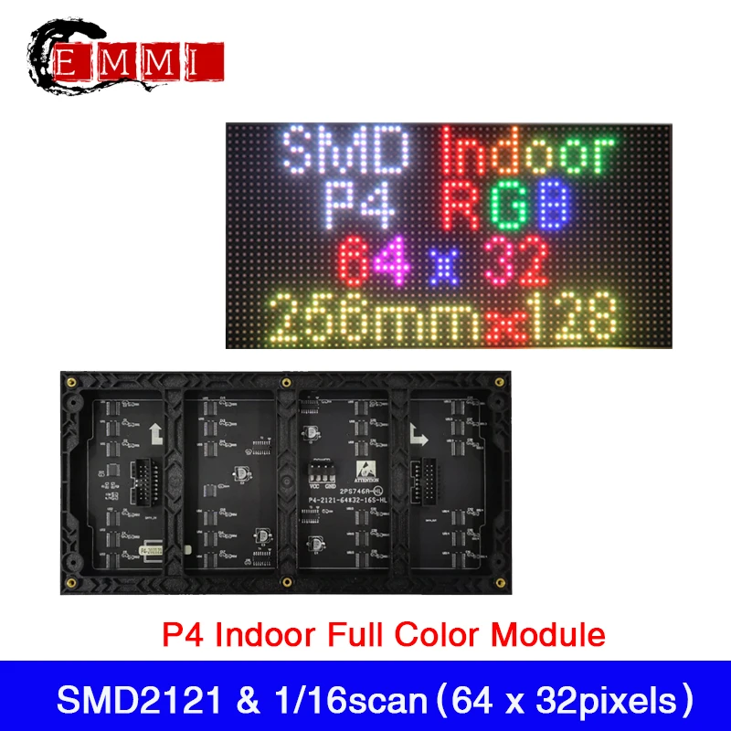 China Factory Price Indoor Full Color P4 SMD2121 1/16S 64x32Pixels ...