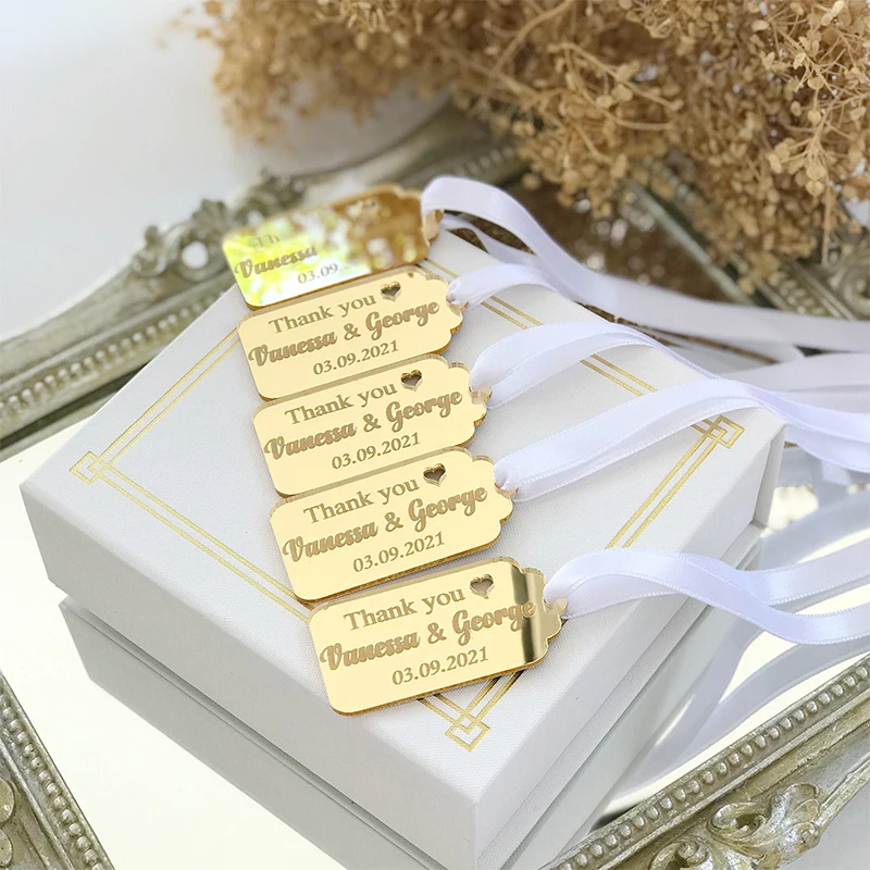Personalized Mirrored Gift Tags for Custom Wedding Favors, Luxury ...
