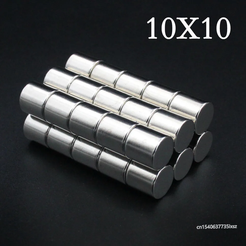 1/2/4/6/8 Pcs 10x10 Neodymium Magnet 10mm x 10mm N35 NdFeB Round Super ...
