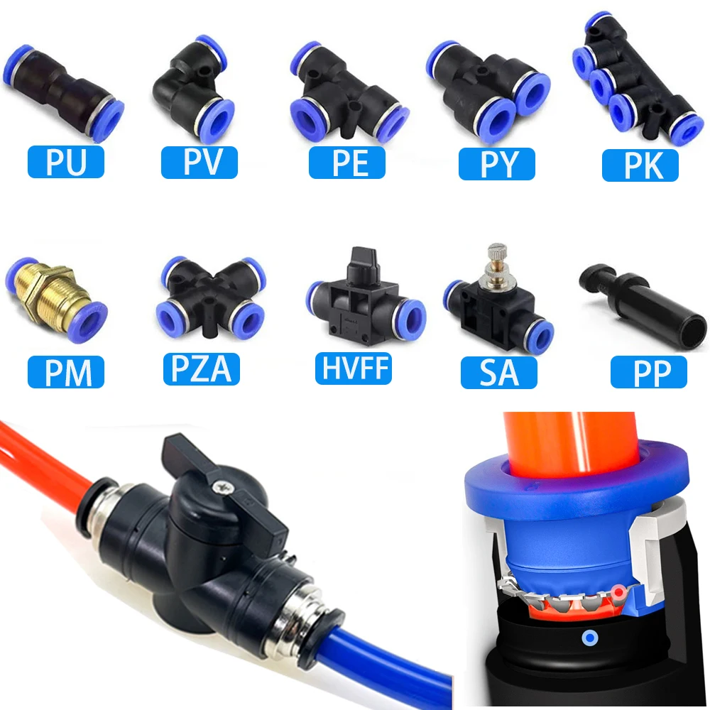 Pneumatic-Fittings-Quick-Connector-Air-Hose-Tube-Connectors-Plastic-PU ...