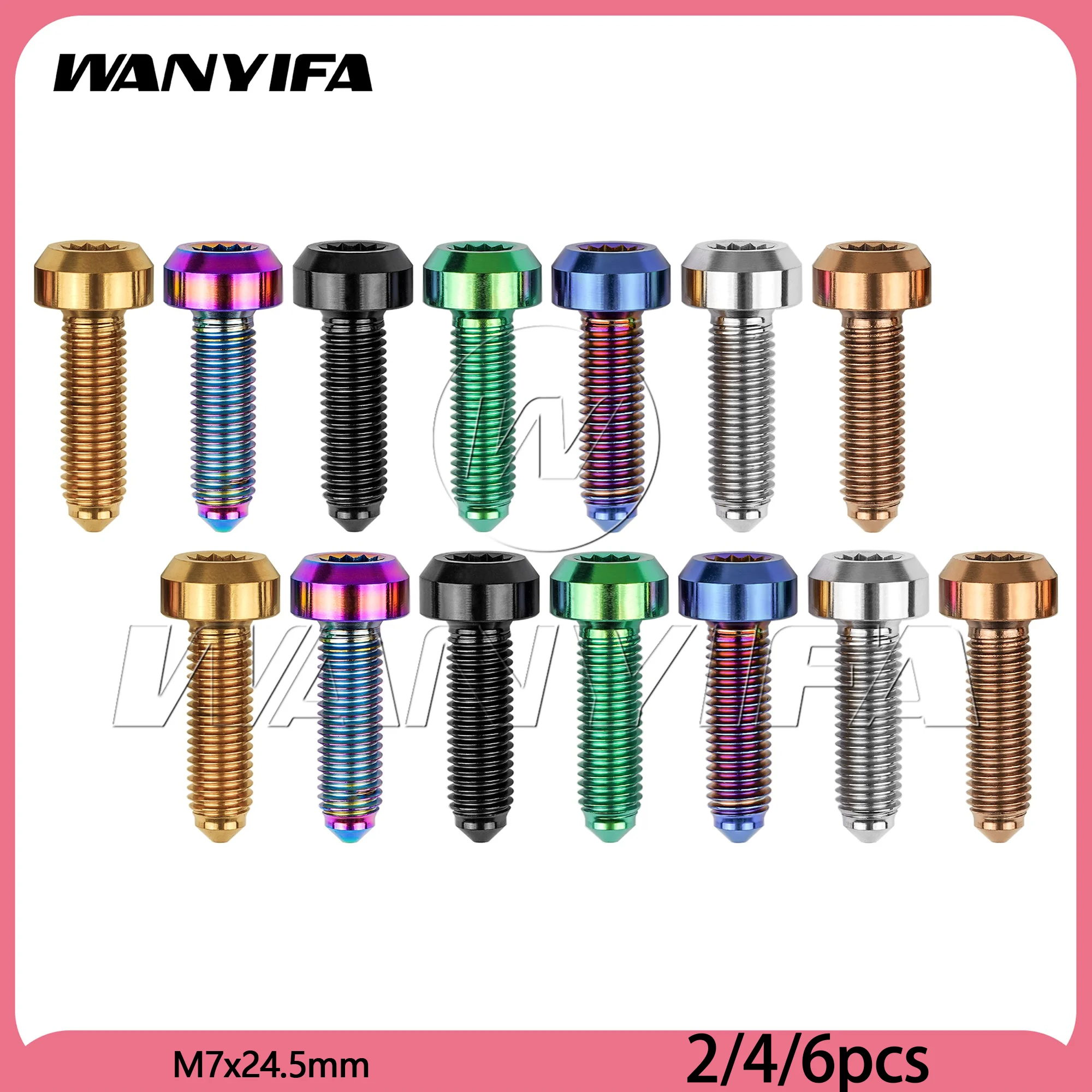 Wanyifa 2/4/6pcs Titanium Bolts M7x24.5mm Drive Forged Head 8mm spline ...