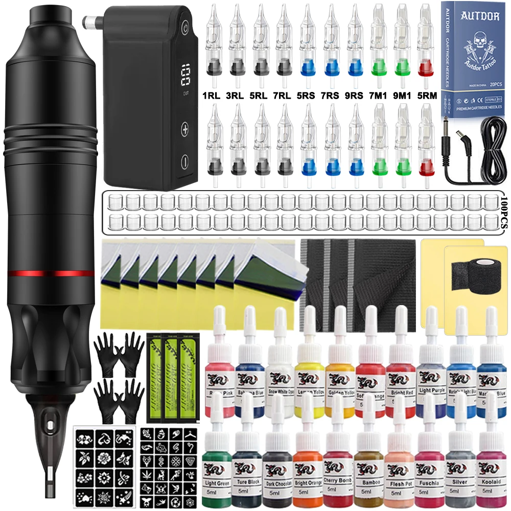 Complete-Tattoo-Machine-Kit-Rotary-Tattoo-Pen-Set-with-Mini-Wireless ...