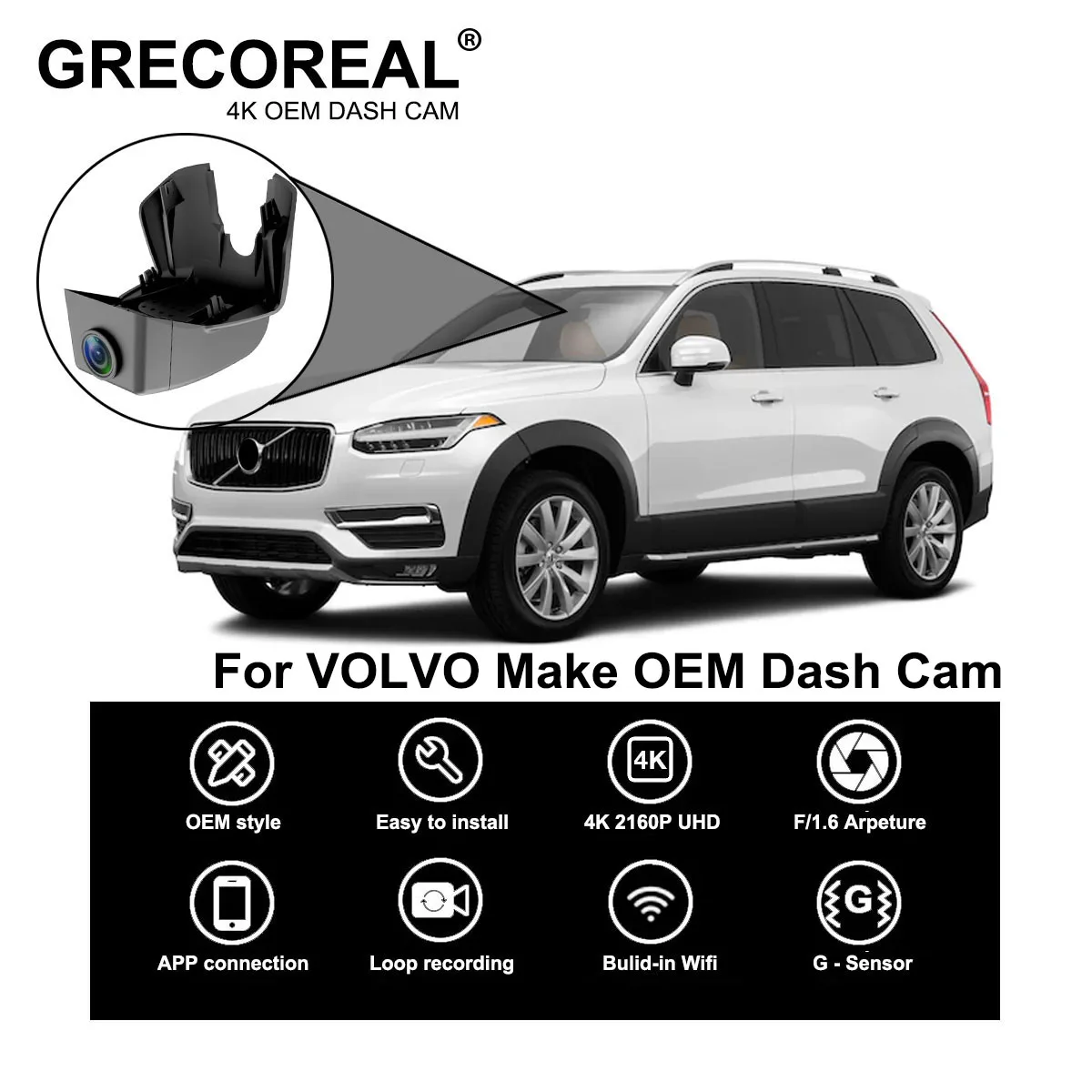 For-Volvo-XC60-XC90-XC40-Polestar-2-S60-S90-S80-V40-V60-V90-Dash-Cam ...