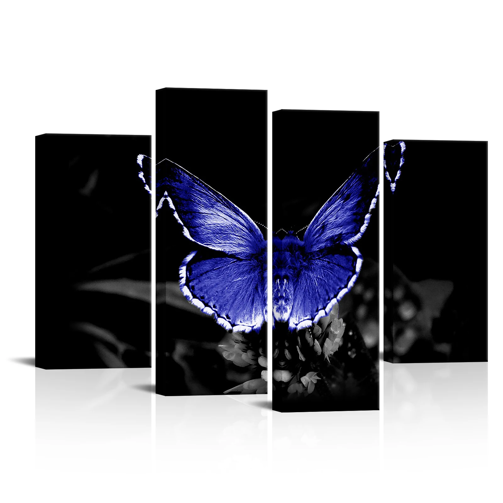 4-Pieces-Blue-Butterfly-Wall-Art-Poster-Butterfly-on-Flowers-Print ...