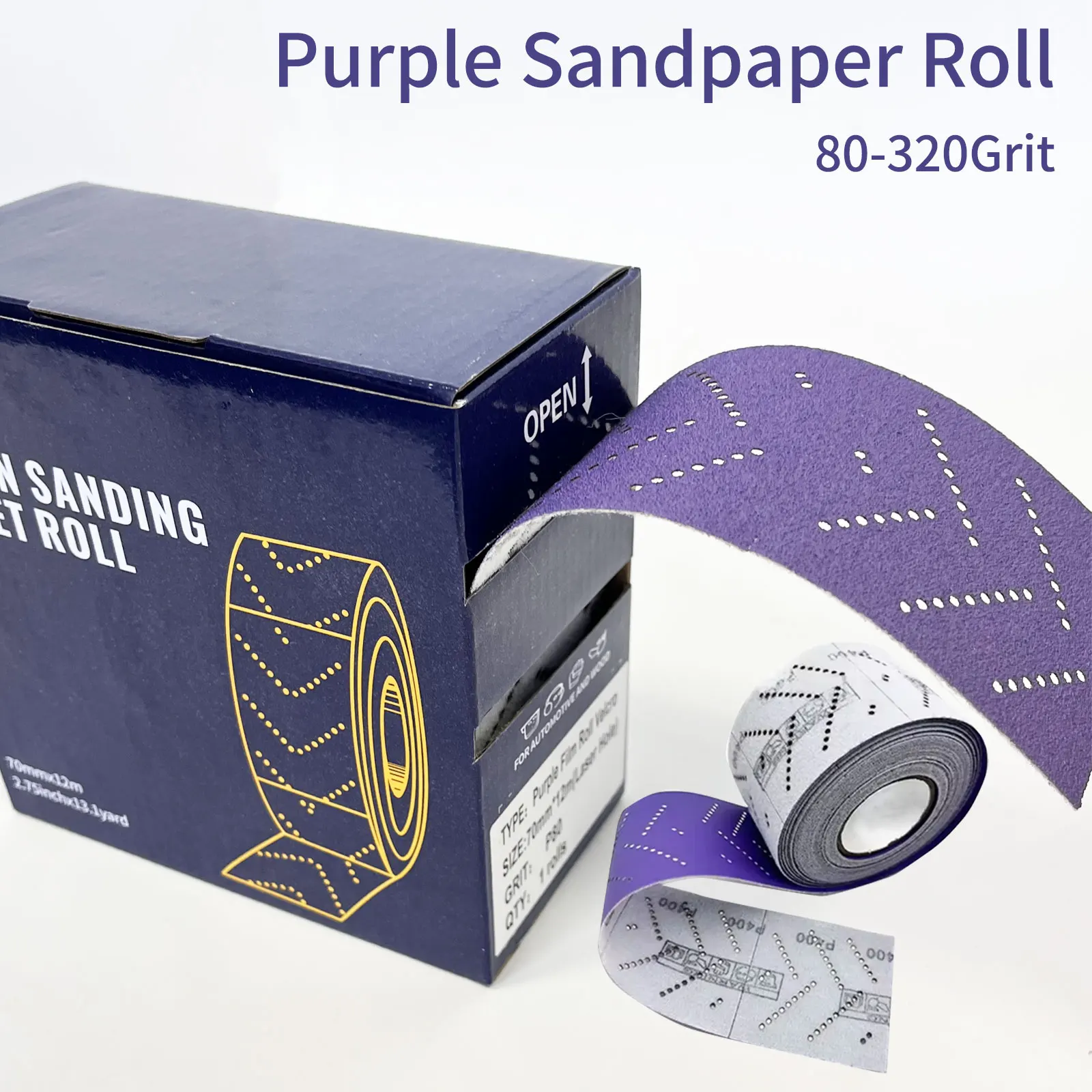12m Purple Sandpaper Roll 80-600 Grit Multi-Hole Abrasive Paper for ...