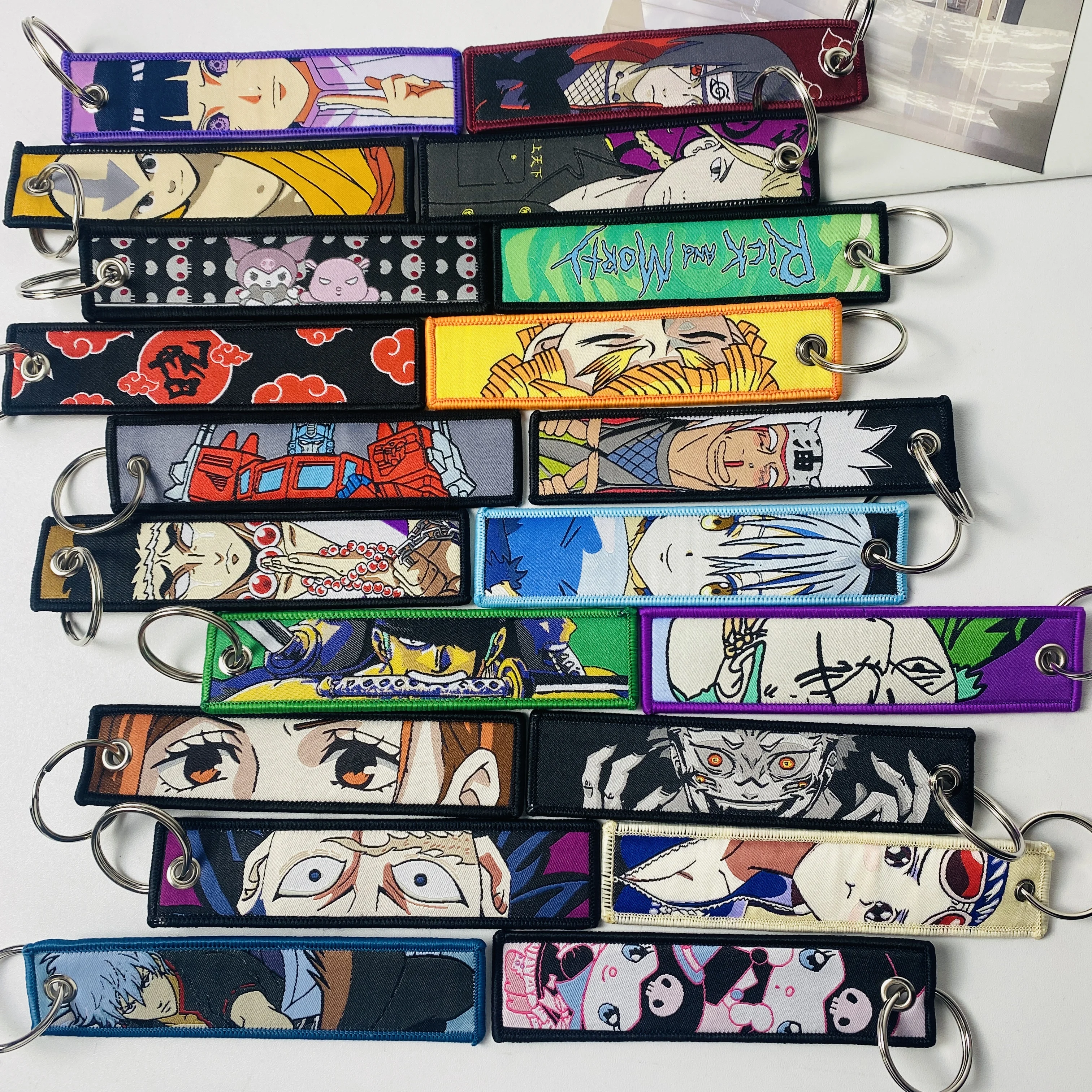 Anime Girls Key Tag Embroidery Key Fobs Keychain For Car Keys Backpack ...