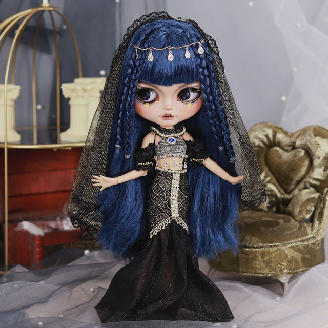 Cleopatra – Premium Custom Neo Blythe Doll with Blue Hair, Tan Skin & Matte Smiling Face | This ...