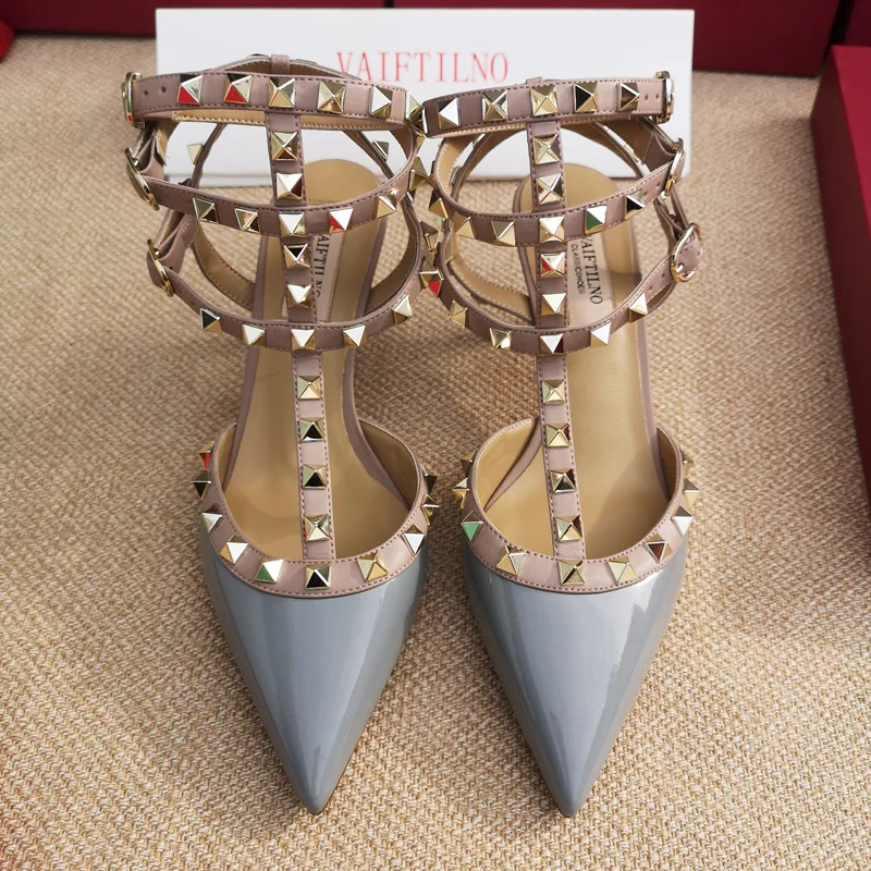 Riveted-Pointed-Medium-High-Heel-Thin-Heel-2023-Spring-Summer-Versatile ...