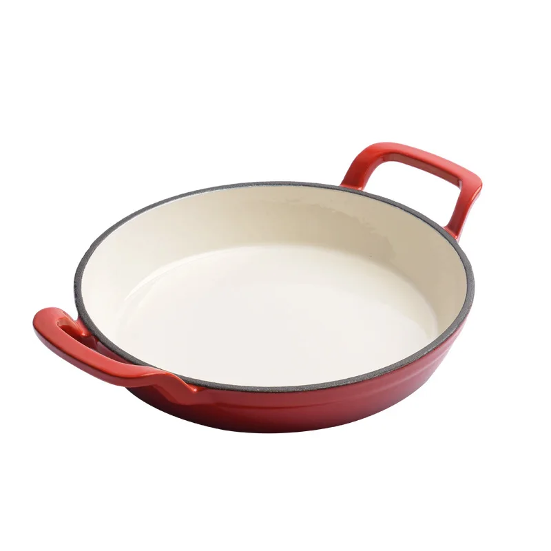 Enameled-Cast-Iron-Frying-Pan-20cm-Dual-Loop-Handle-Skillet-Non-Stick ...