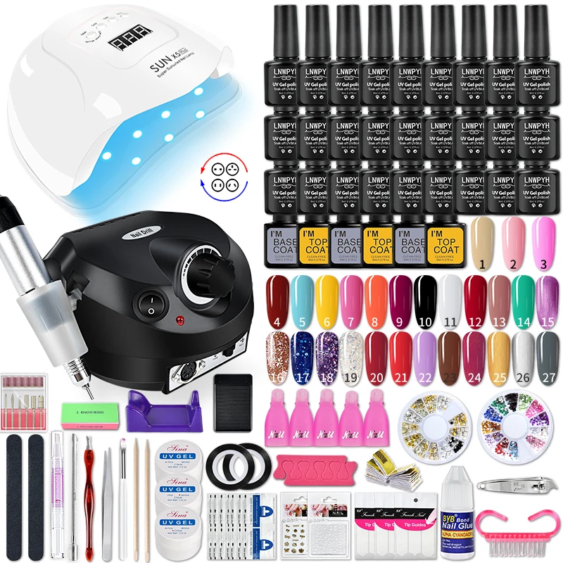 Nail-Gel-Kit-Professional-Nail-Set-With-54W-UV-Nail-Lamp-Acrylic-nail ...