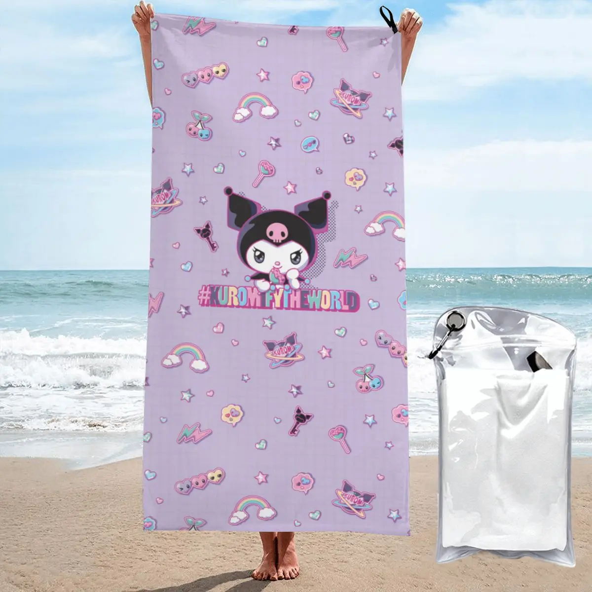 Sanrio-Kuromi-Bath-Towel-Summer-New-Arrival-Water-Absorbing-Towel-Sand ...