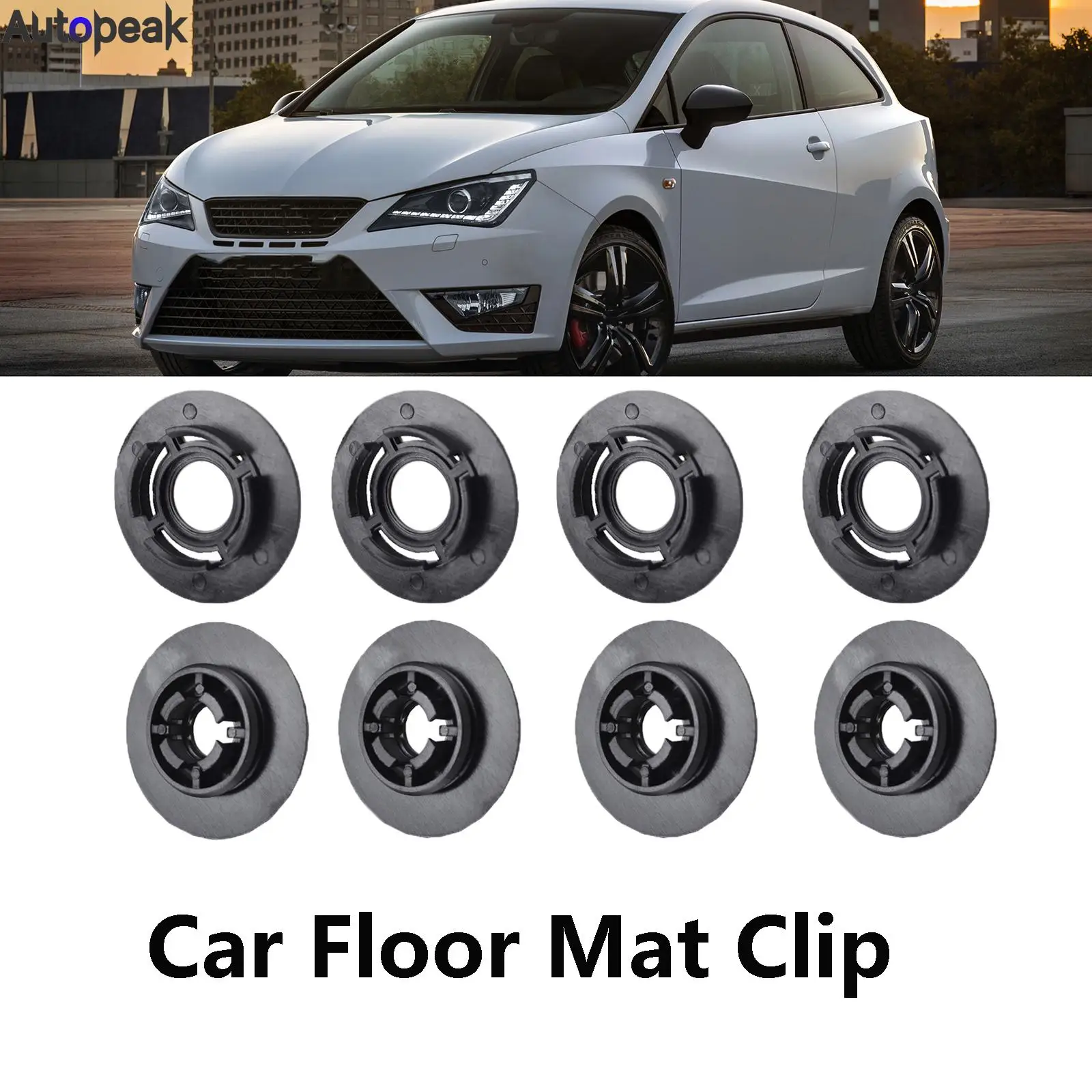 8pcs-For-SEAT-LEON-ATECA-ALTEA-MII-LBIZA-Black-Plastic-CAR-MAT-CLIPS ...