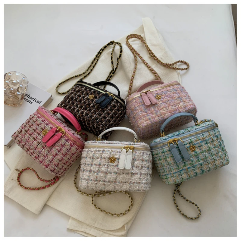 Trendy Checked Women High Quality Bag Chain Crossbody Bags For Ladies ...