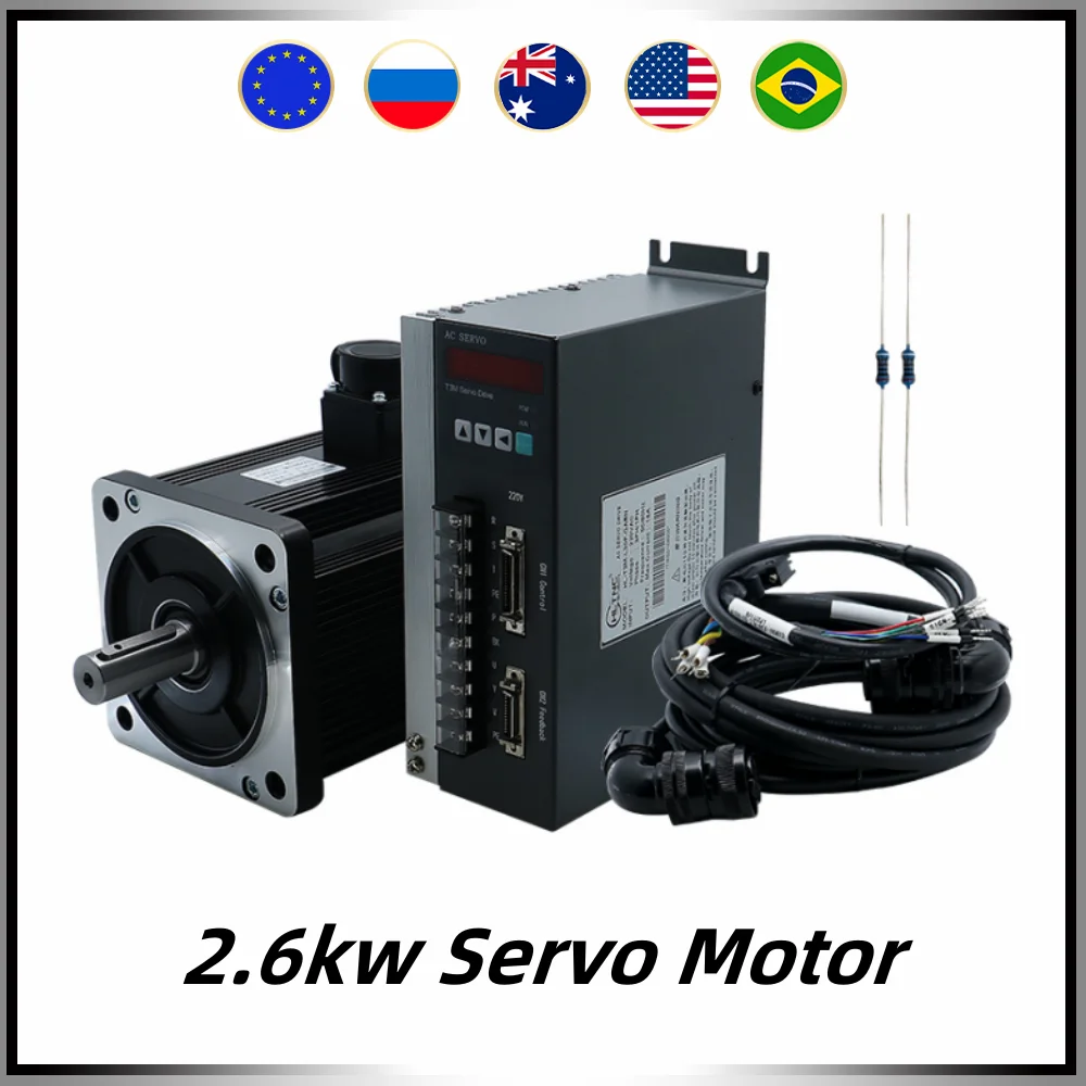 2.6kw Servo Motor 130ST-M10025 10Nm 1428 OZIN Servo Drive RS485 AC220V 3M Cables Encoder 2500PPR ...