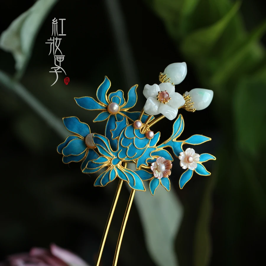 Original-Sunken-Fish-Imitation-Point-Green-Hairpin-Ancient-Style-Qing ...