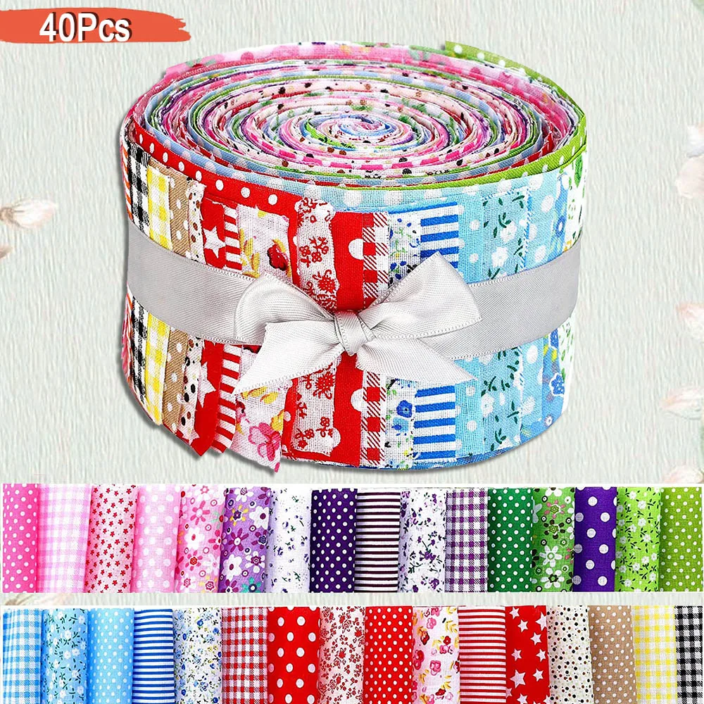 40Pcs-Cotton-Strip-Quilting-Fabric-Bundles-6-5x25CM-Colorful-Printed ...