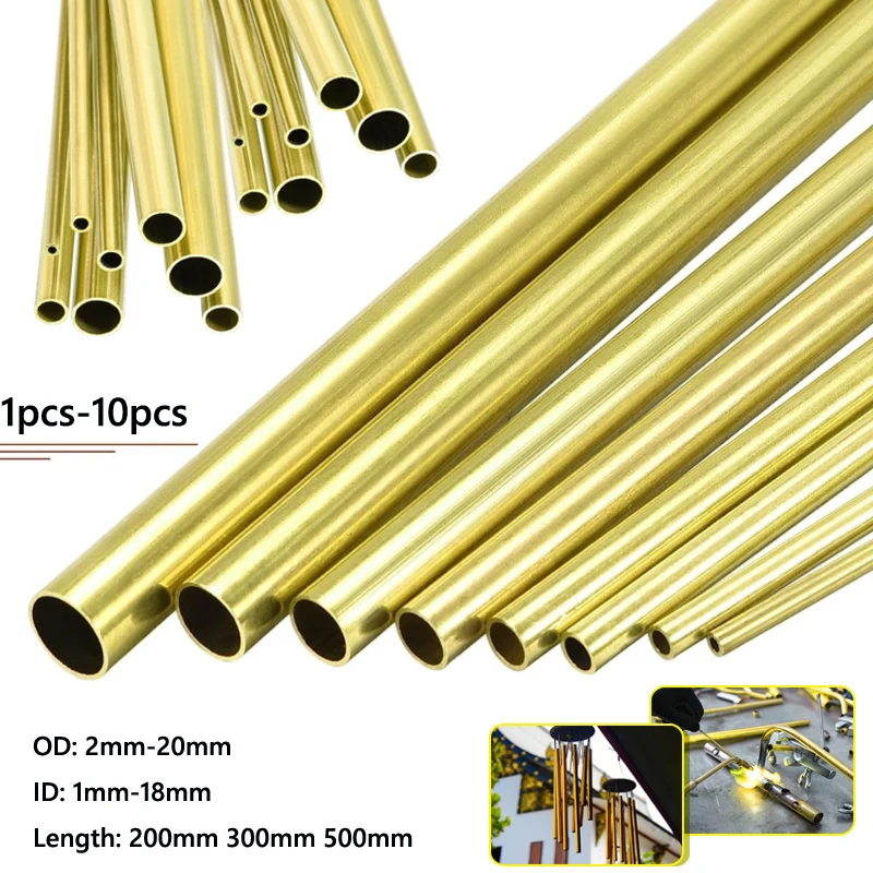 1-10pcs Brass Tube DIY Tube Round Diameter 2/3/4/5/6/7/8/10/14/16/20mm ...