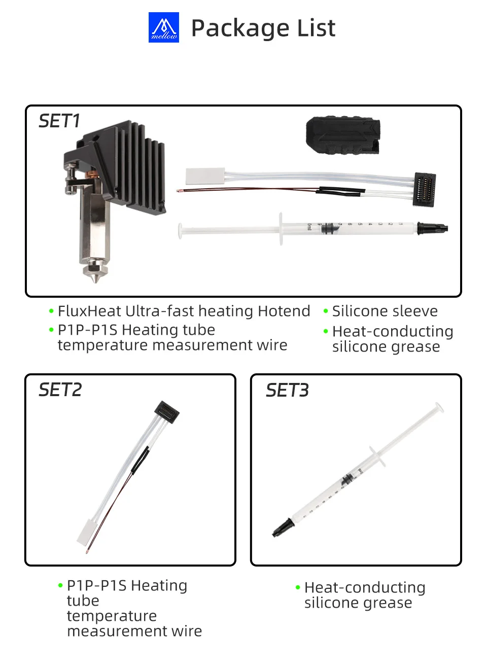Mellow NF FluxHeat Hotend For Upgrade Bambu Lab P1P P1S TZ Hotend Voron ...