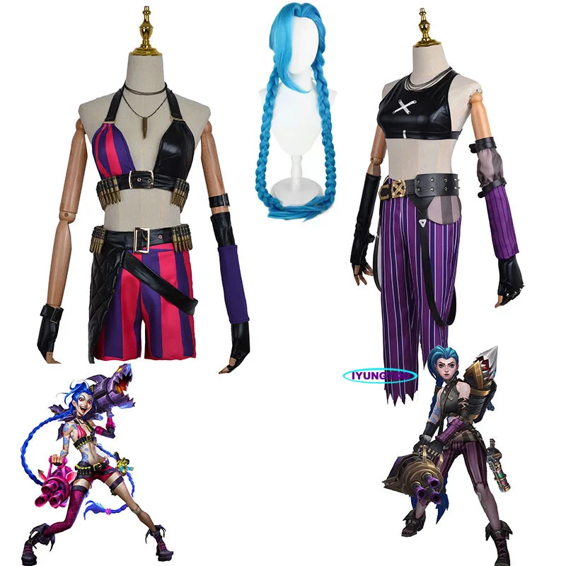 Game Lol Arcane Cosplay Costume Anime Outfit Shoes Wig Arcane Cosplay ...